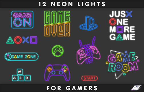 [SET] 12 Neon Lights for Gamers